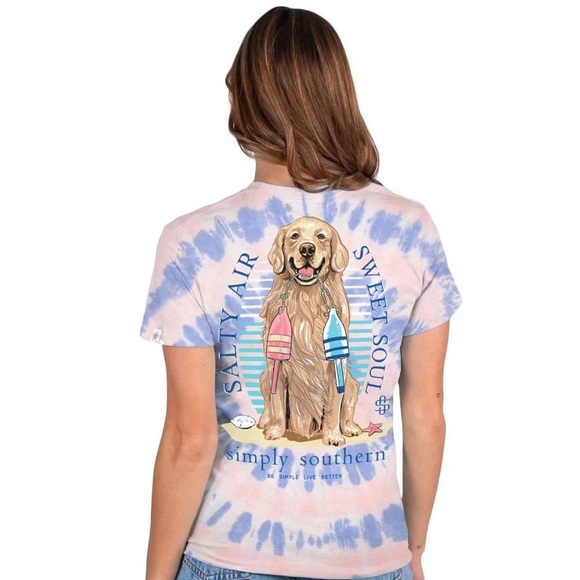 Simply Southern | Tops | Nwt Simply Southern Blue Tie Dye Dog Salty Air ...